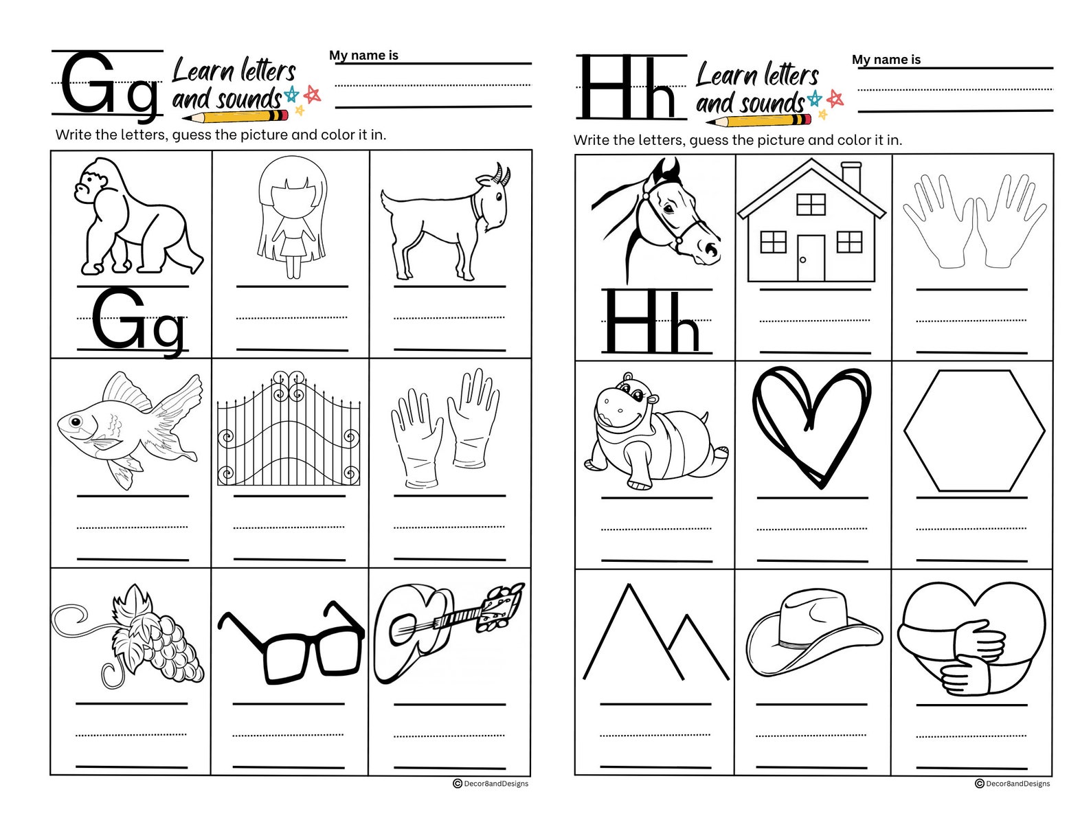 26 Printable Alphabet Letter Sounds and Color in Worksheets for Kids ...