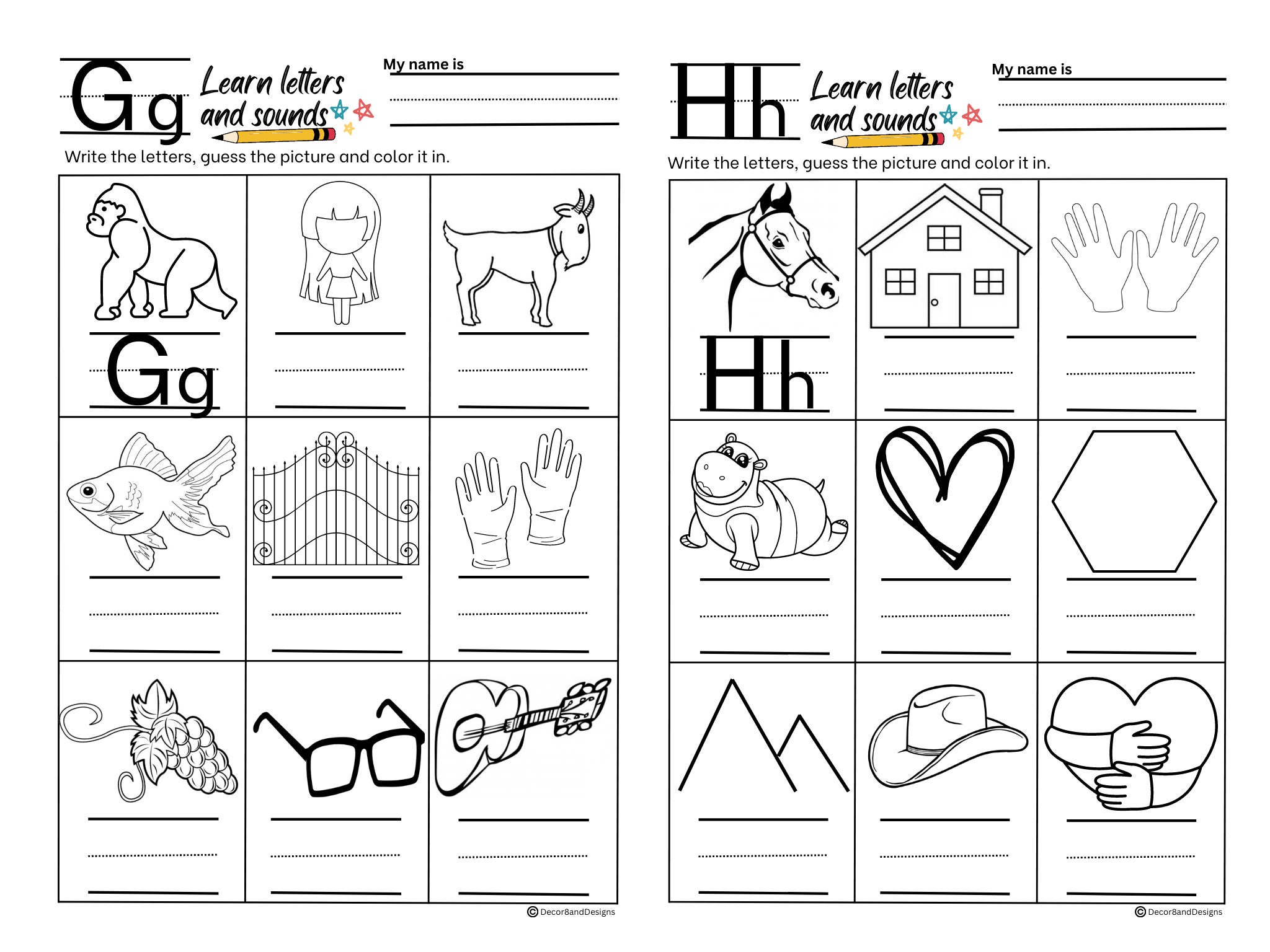 26 Printable Alphabet Letter Sounds and Color in Worksheets for Kids ...