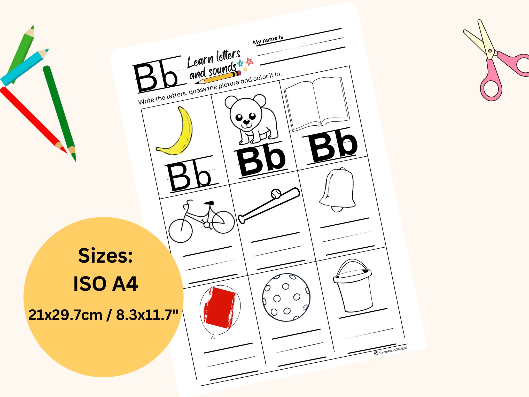 26 Printable Alphabet Letter Sounds and Color in Worksheets for Kids ...