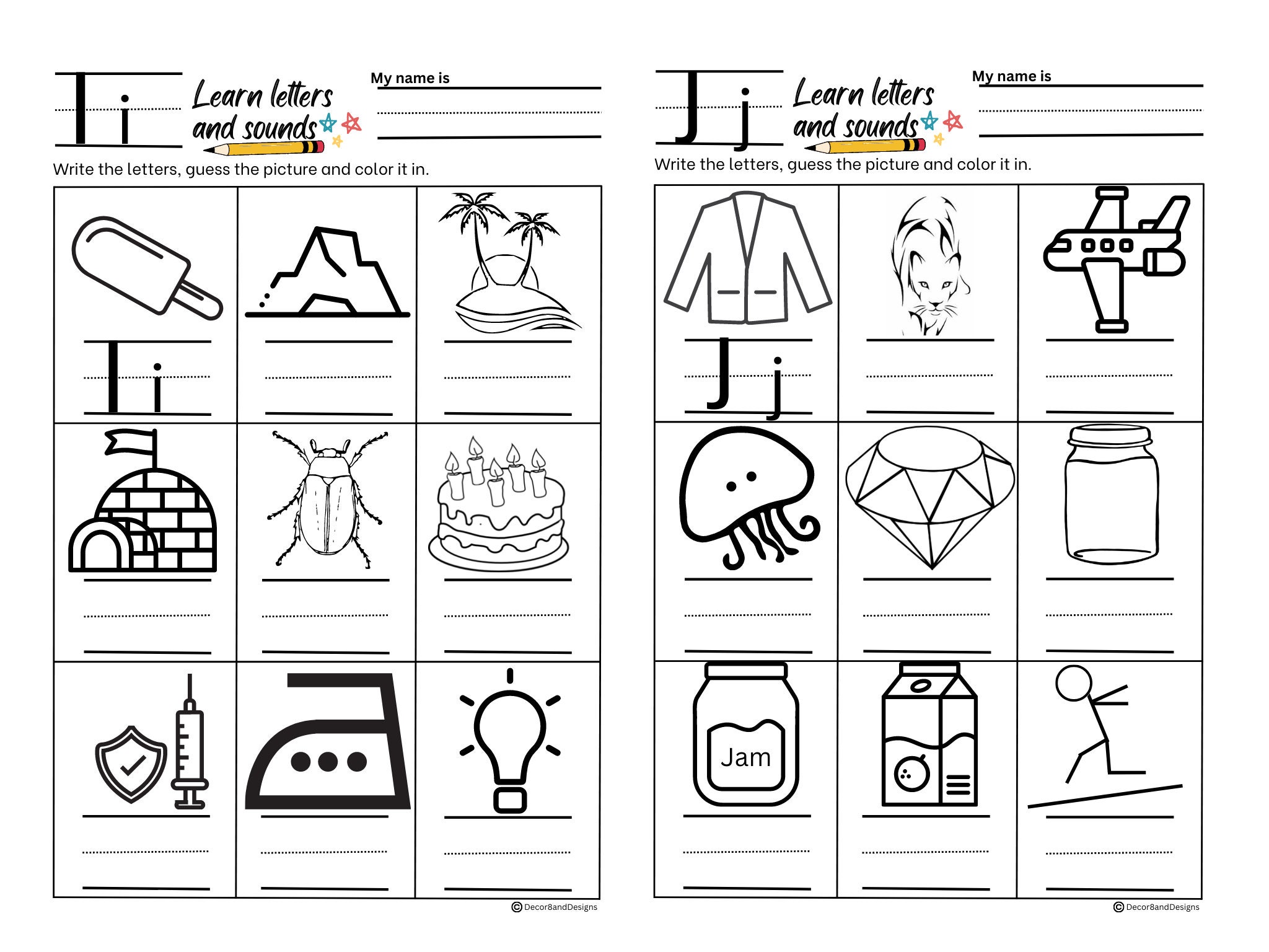 26 Printable Alphabet Letter Sounds and Color in Worksheets for Kids ...