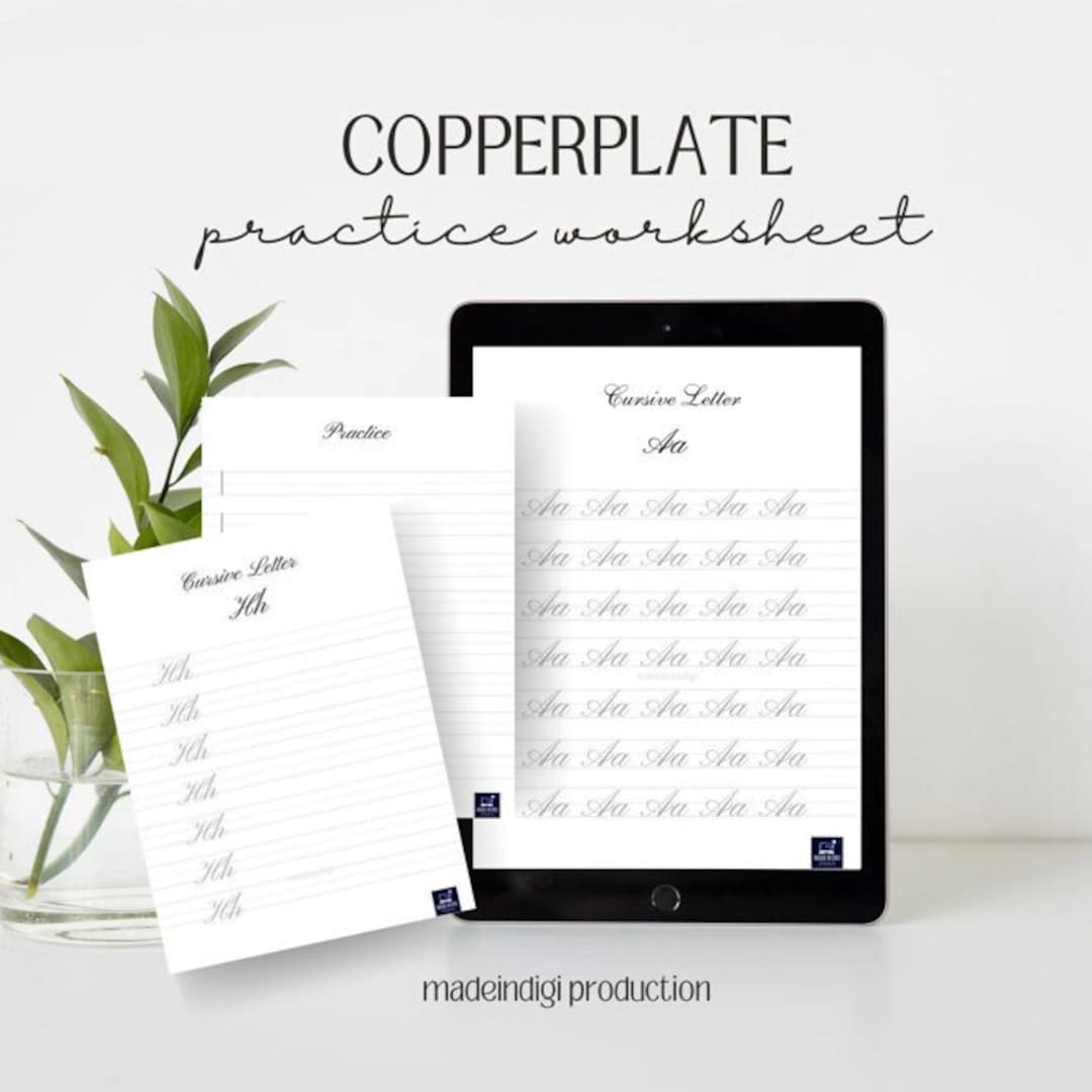 Copperplate Calligraphy Practice Sheets Digital Worksheets Guide Sheets ...