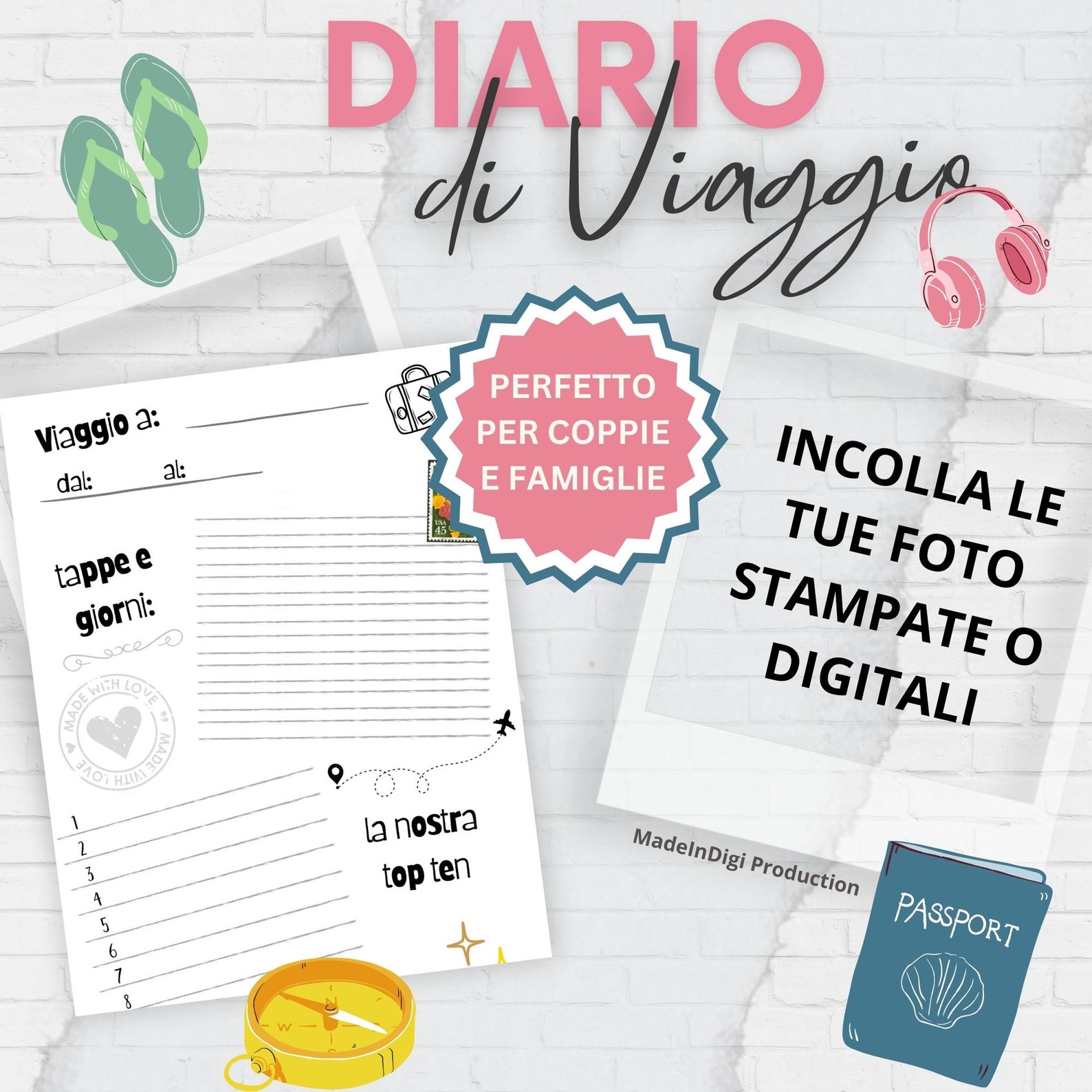 Diario Di Viaggio Di Coppia Da Compilare. PDF E Digitale. Travel ...