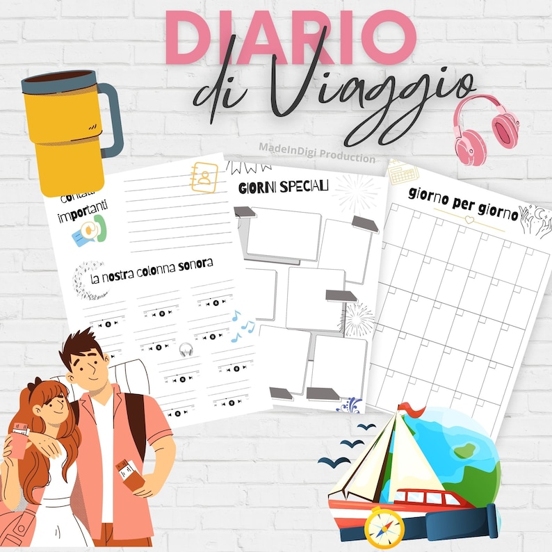 Diario Di Viaggio Di Coppia Da Compilare. PDF E Digitale. Travel ...