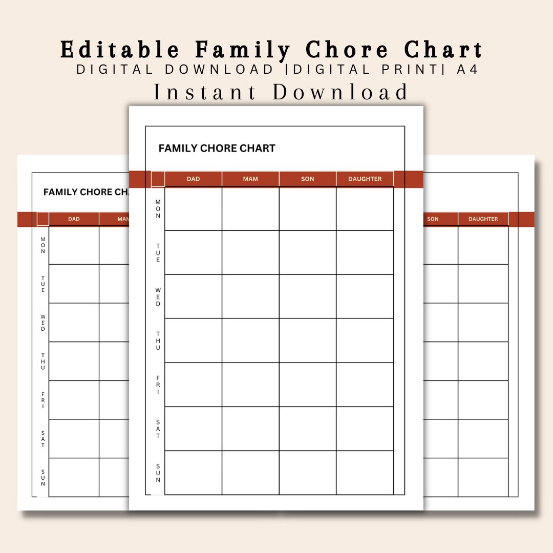Family Schedule Printable, Family Chores, Weekly Family Schedule ...