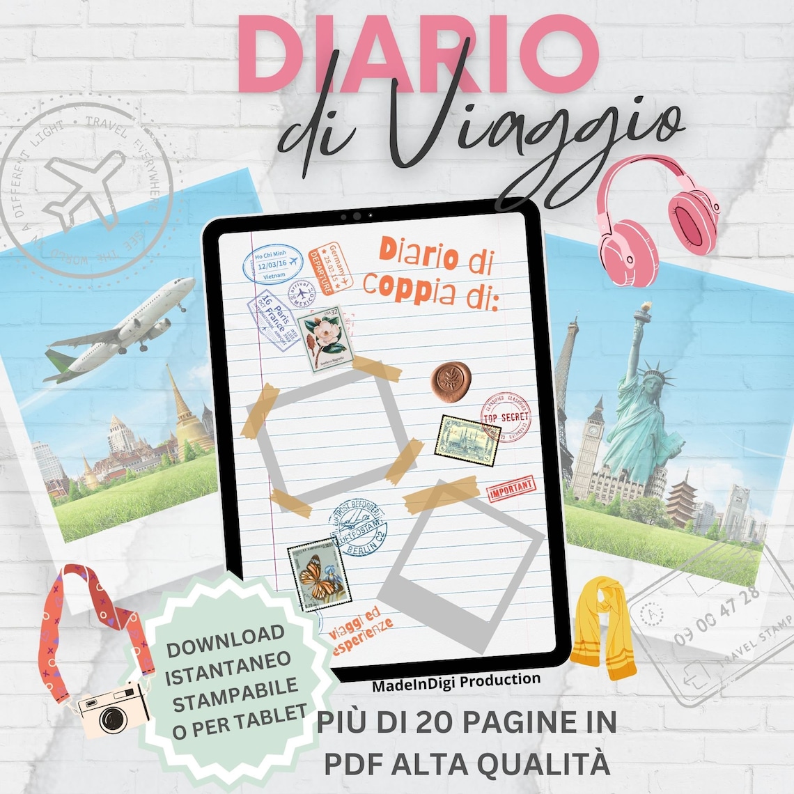 Diario Di Viaggio Di Coppia Da Compilare. PDF E Digitale. Travel ...