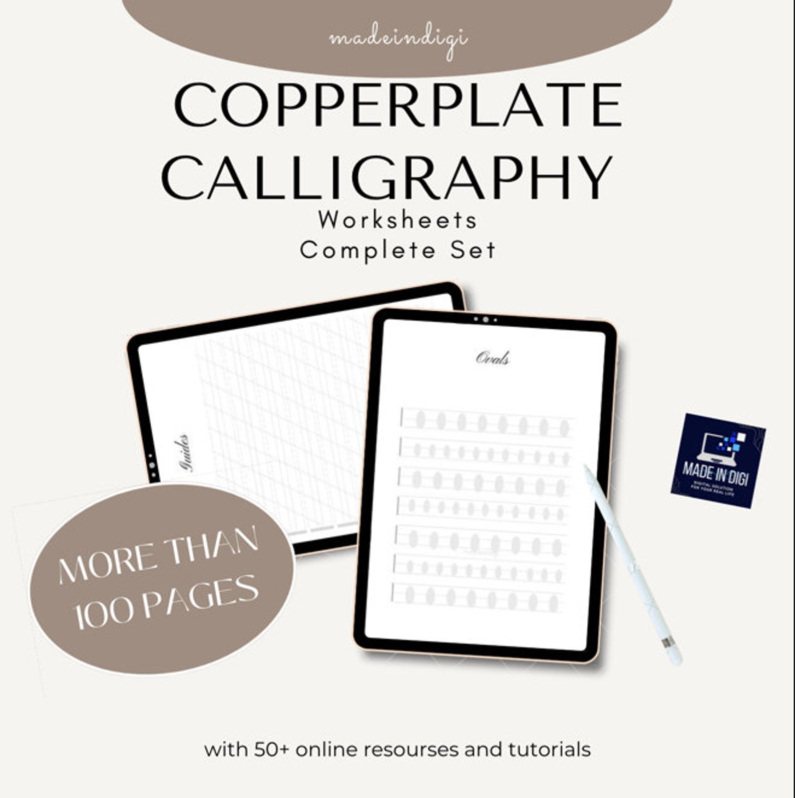 Copperplate Calligraphy Practice Sheets Digital Worksheets Guide sheets ...
