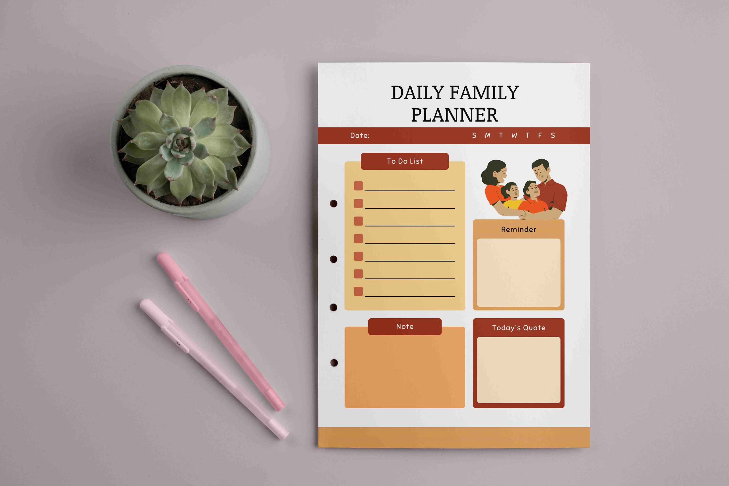Family Schedule Printable, Family Calendar, Daily Family Schedule, A4 ...