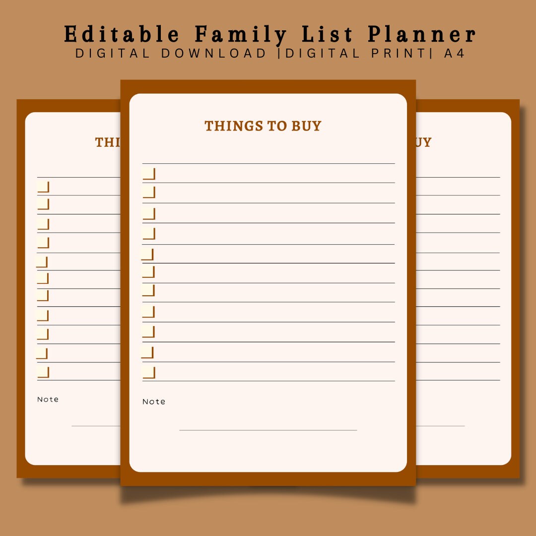 Things to Buy Planner || Digital Printable Planner || Market Goals ...