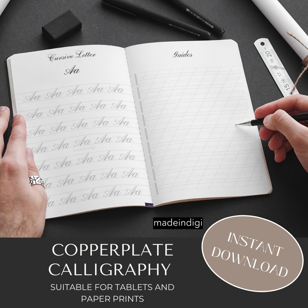Copperplate Calligraphy Practice Sheets Digital Worksheets Guide Sheets ...