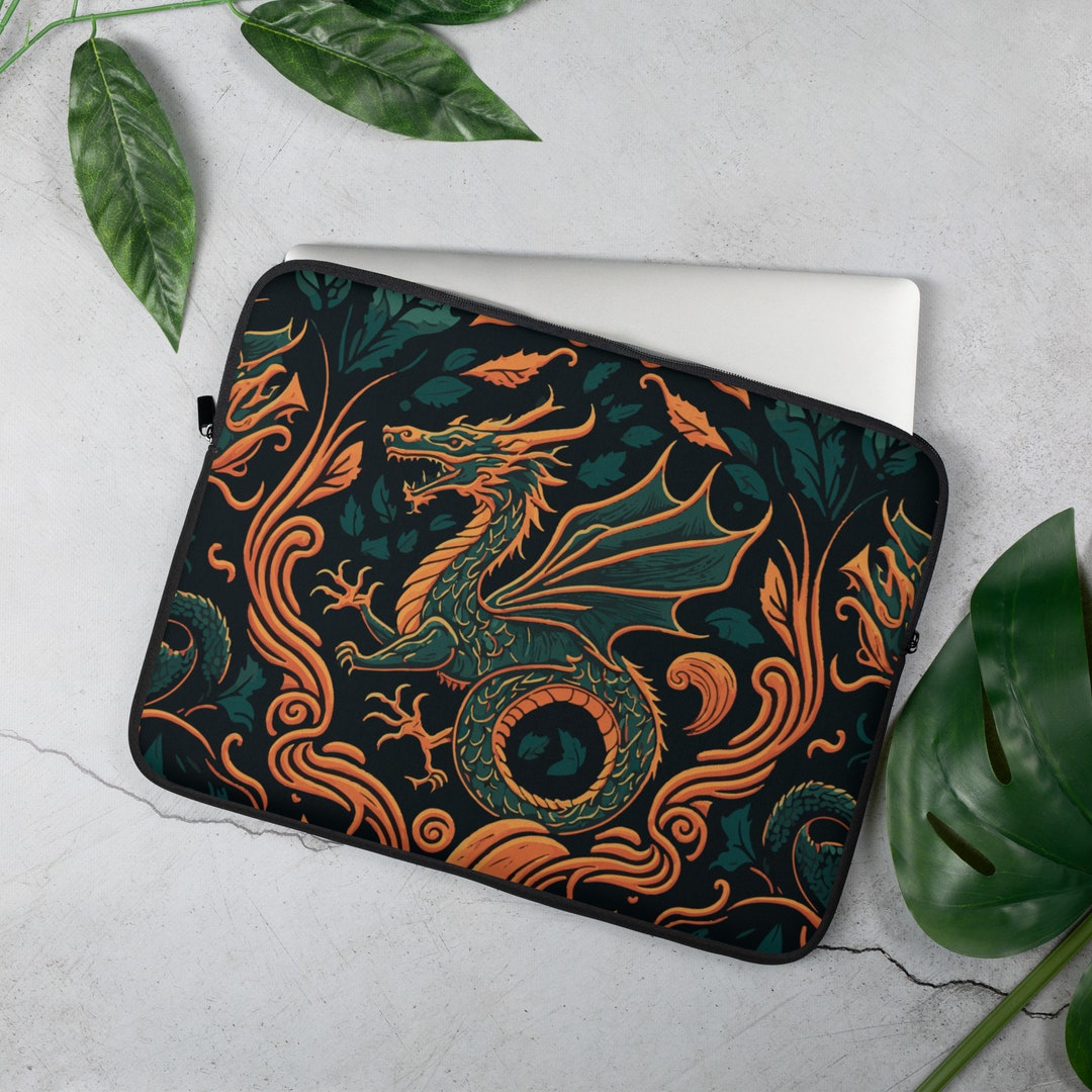 Dragon Jacquard Laptop Sleeve Stylish, Water-resistant, Protective Faux ...