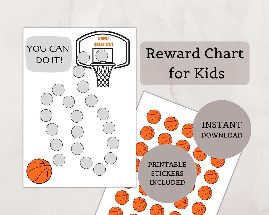 Reward Chart for Kids. Basketball Reward Chart Kids Behaviour - Etsy