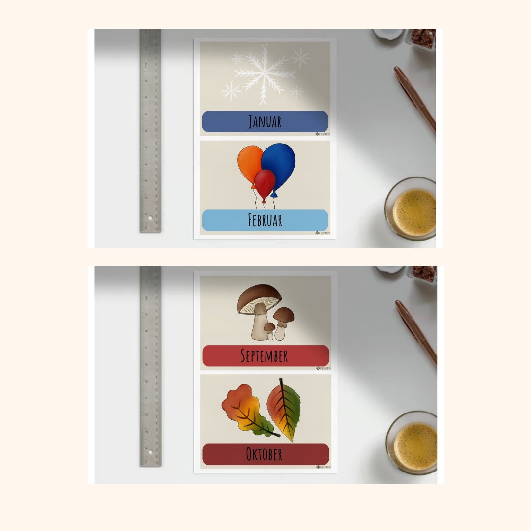 Annual Calendar Picture Cards Daycare and Primary School Permanent ...