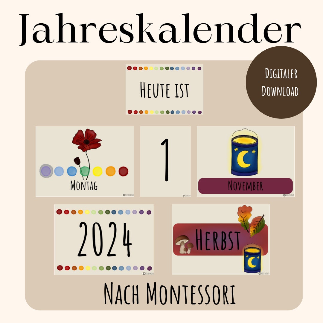 Annual Calendar Picture Cards Daycare and Primary School Permanent ...