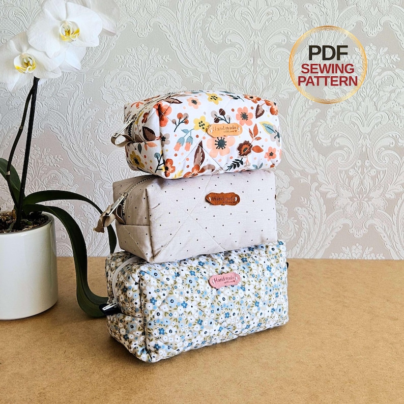 Boxy Pouch Sewing Pattern : Video Tutorial , 3 Sizes Zipper Bag PDF ...