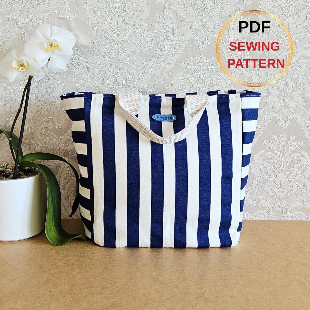 Canvas Tote Bag Pattern, PDF Sewing Pattern | Gusseted Shopping Bag ...