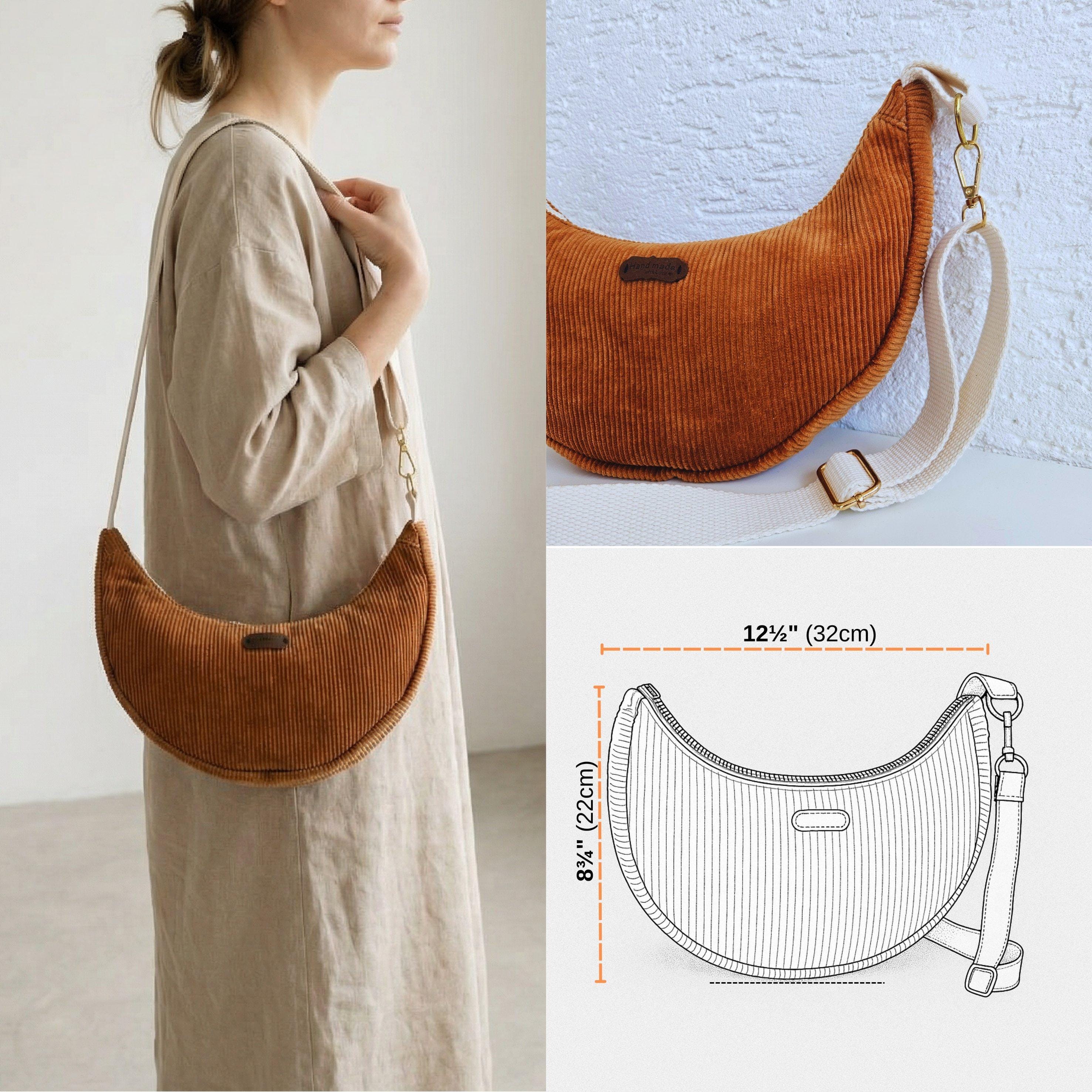 Crescent Bag Sewing Pattern, Half Moon Crossbody Bag, Hobo Shoulder Bag ...