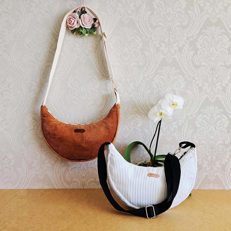 Crescent Bag Sewing Pattern, Half Moon Crossbody Bag, Hobo Shoulder Bag ...