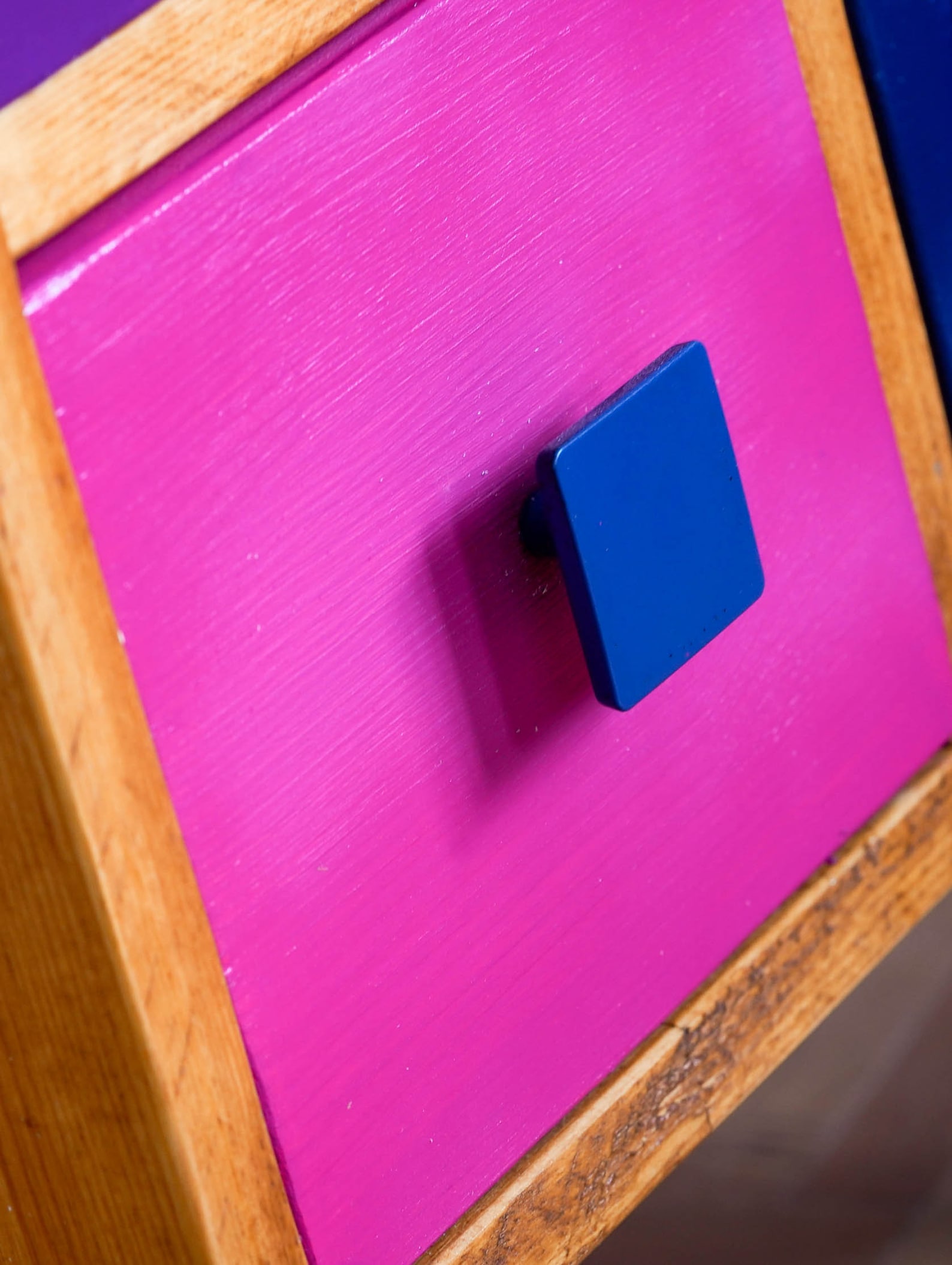 Colorful Nightstand by Solid Pine Wood, Bohemian Style Commode, With ...