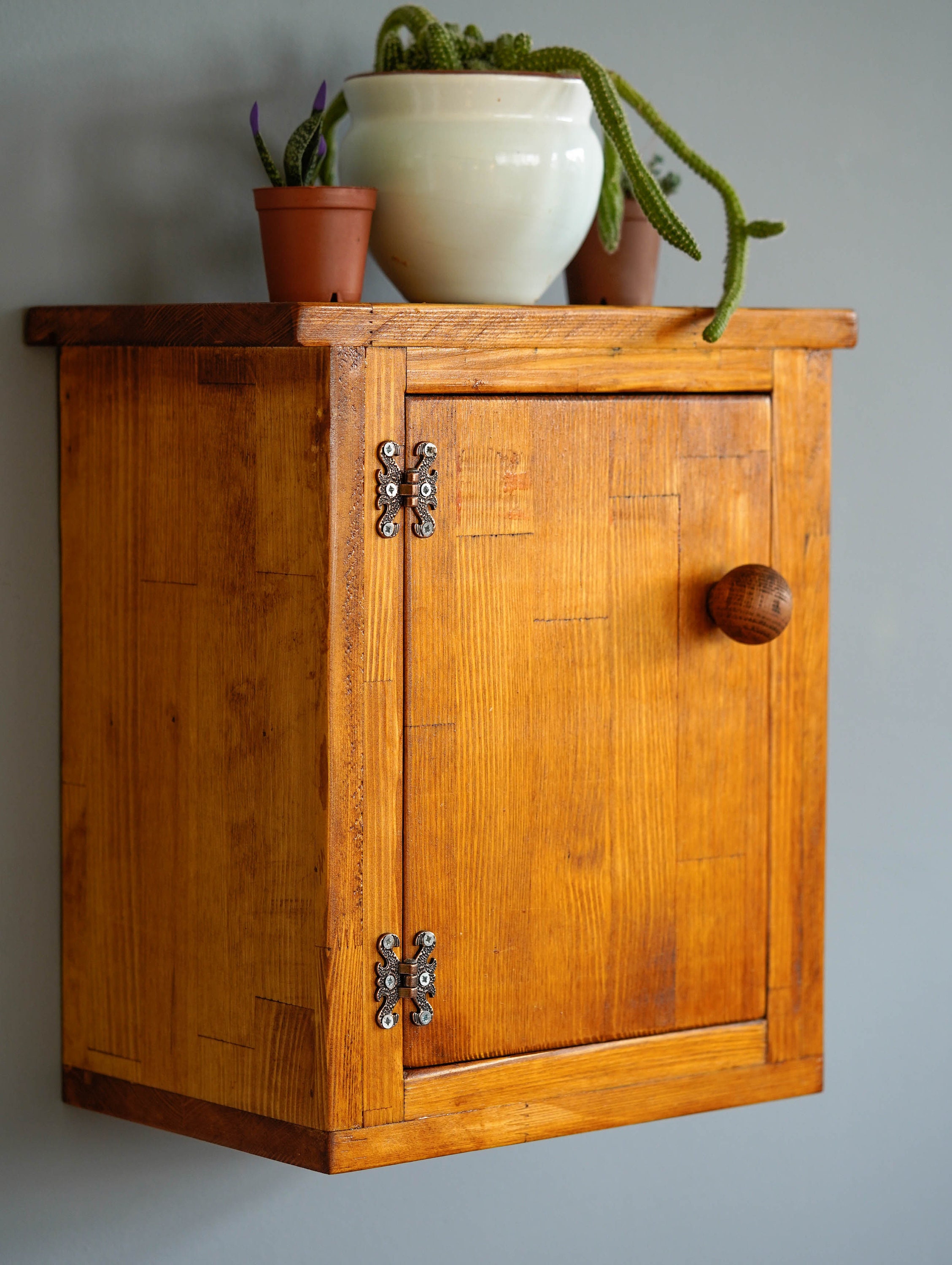 Rustic Wall Mounted Mini Cabinet 2 Section Cupboard Light - Etsy