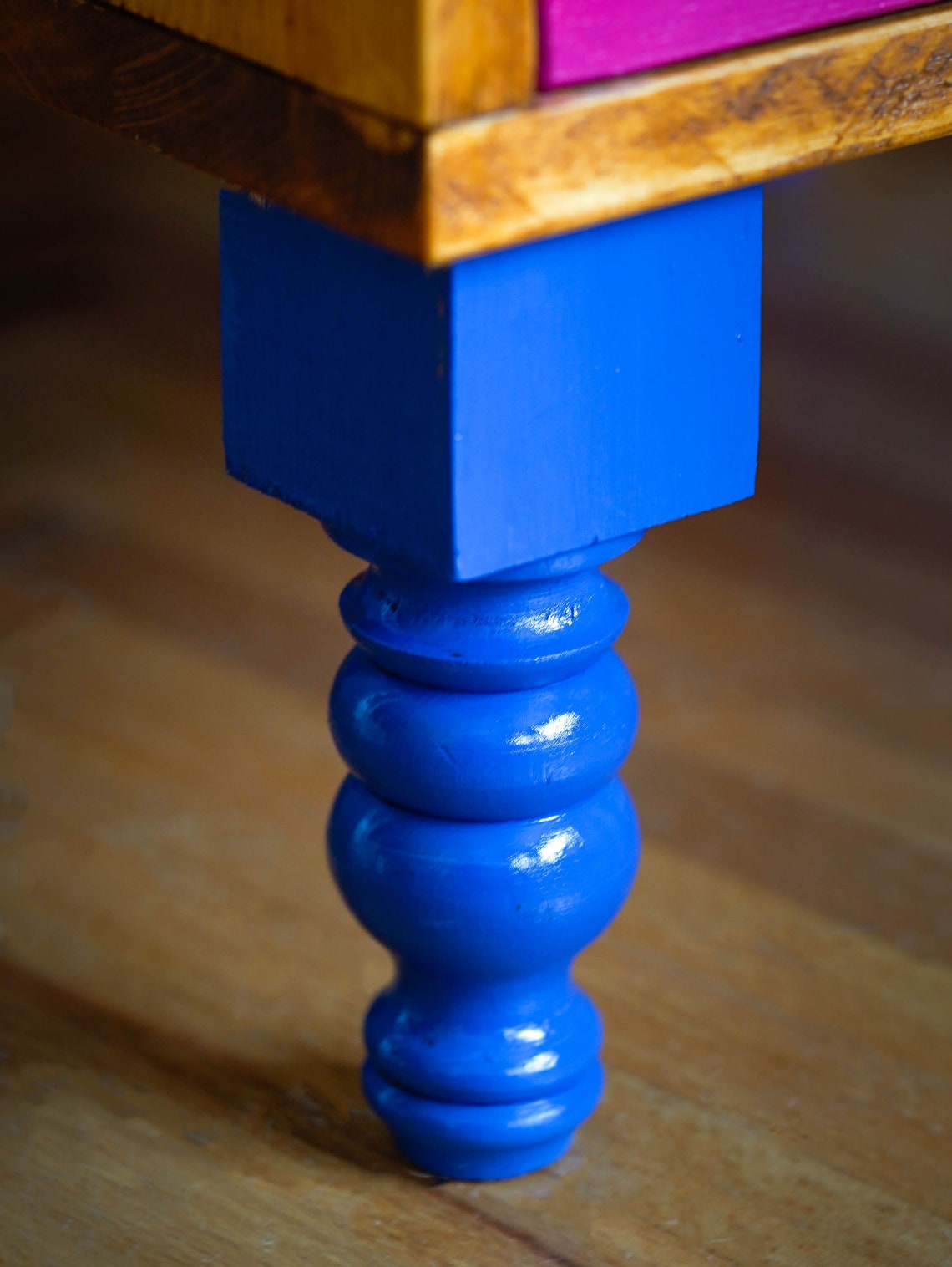 Colorful Nightstand by Solid Pine Wood, Bohemian Style Commode, With ...