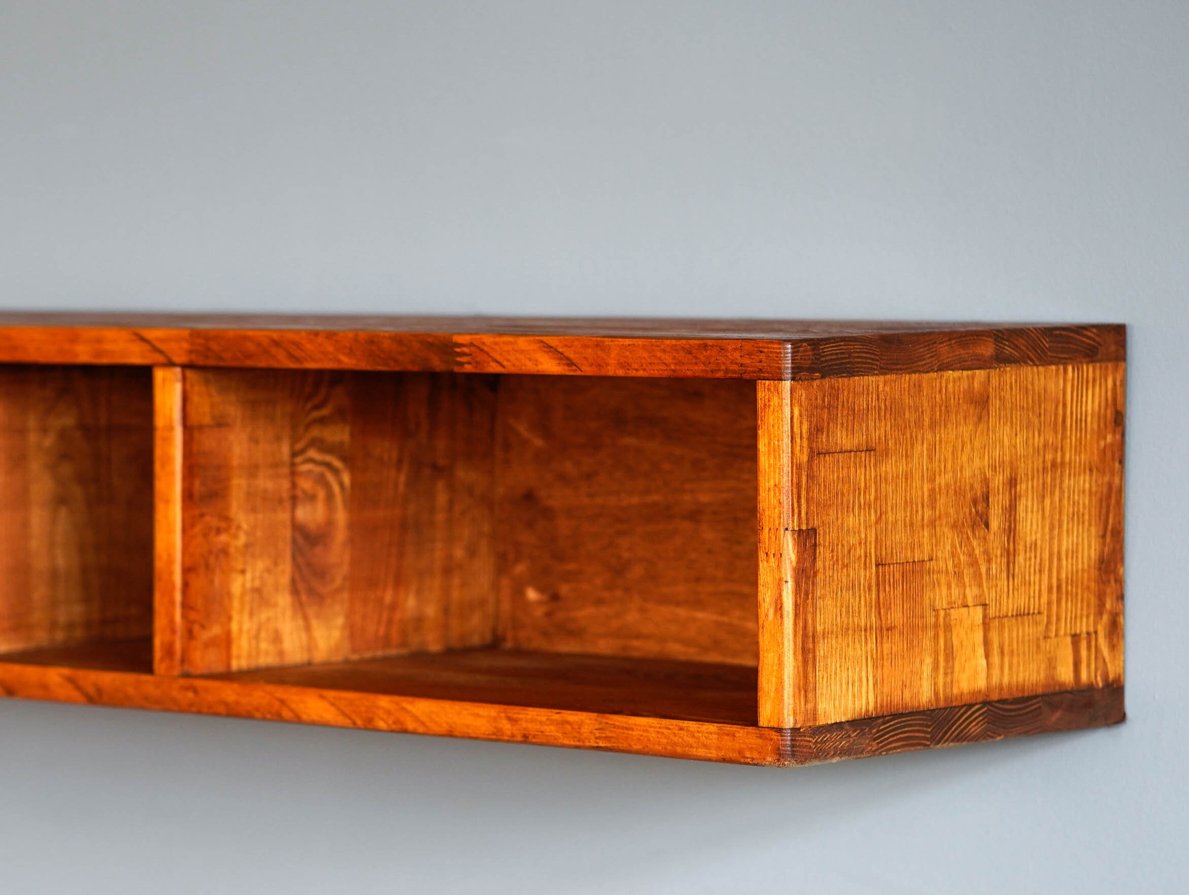 Three Section Floating Shelves, Walnut Color Bookshelves, Wall Hanging ...