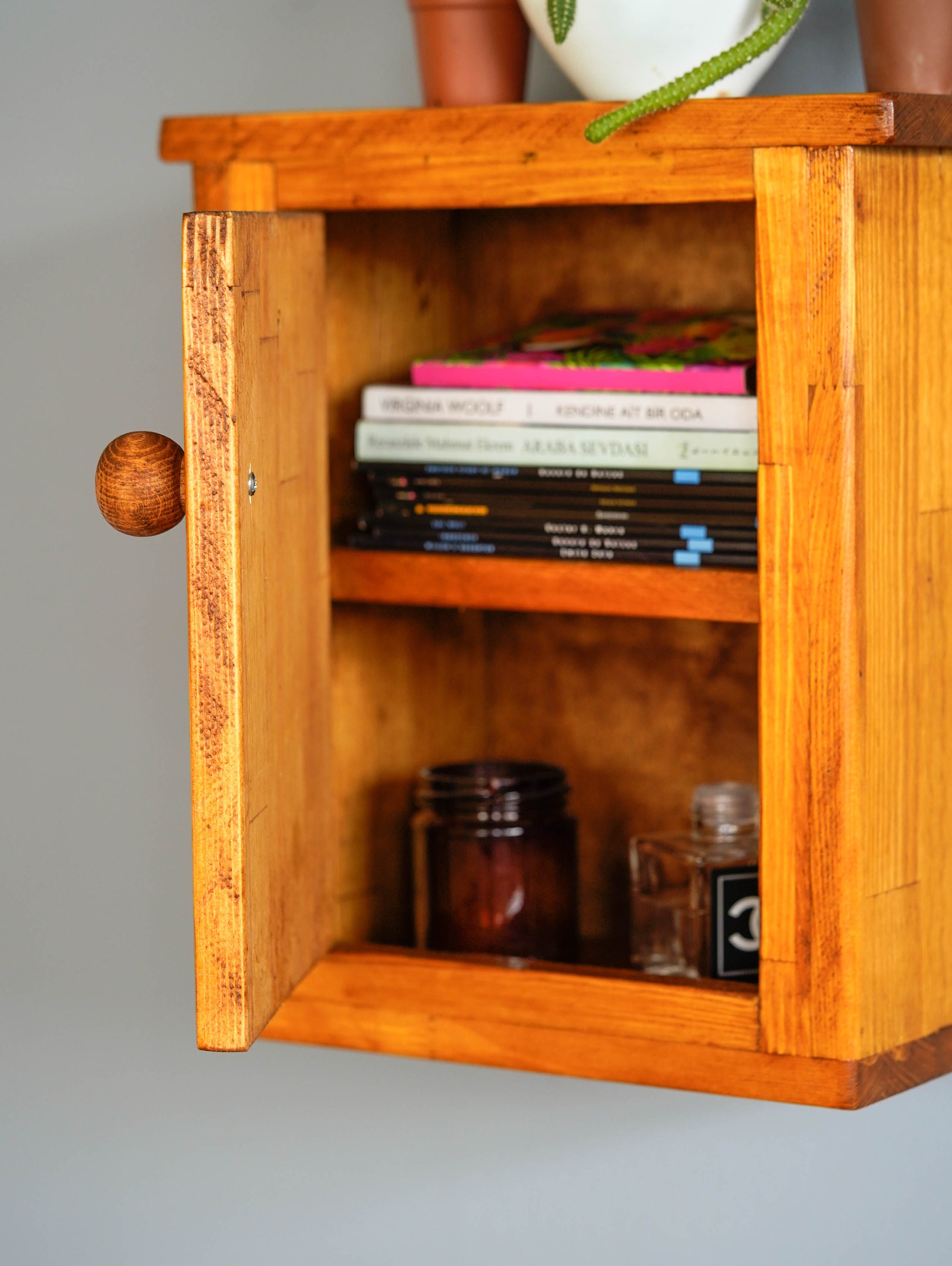 Rustic Wall Mounted Mini Cabinet 2 Section Cupboard Light - Etsy