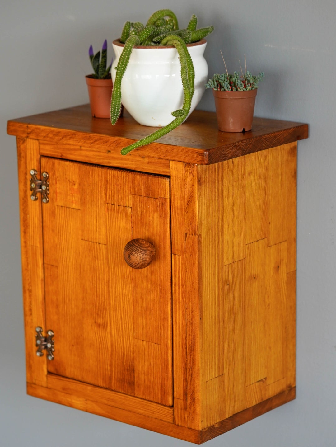 Rustic Wall Mounted Mini Cabinet 2 Section Cupboard Light - Etsy