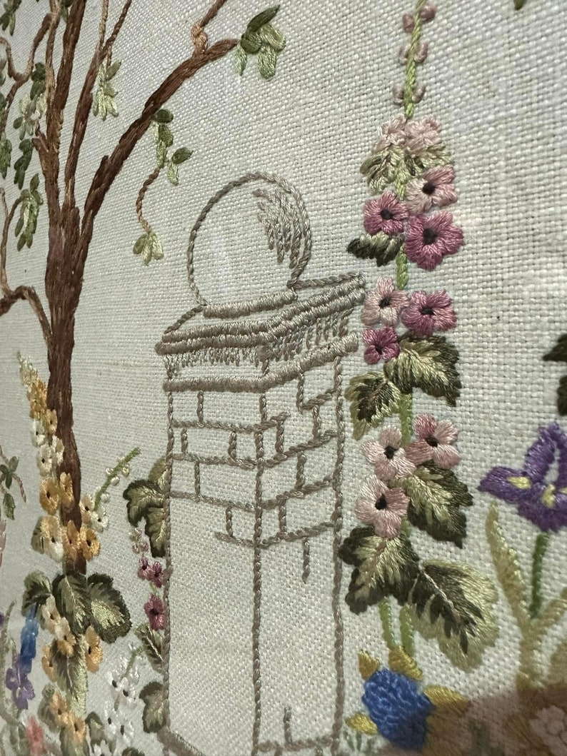 Beautiful Hand Embroidered Fire Screen of a Garden / Floral Scene ...