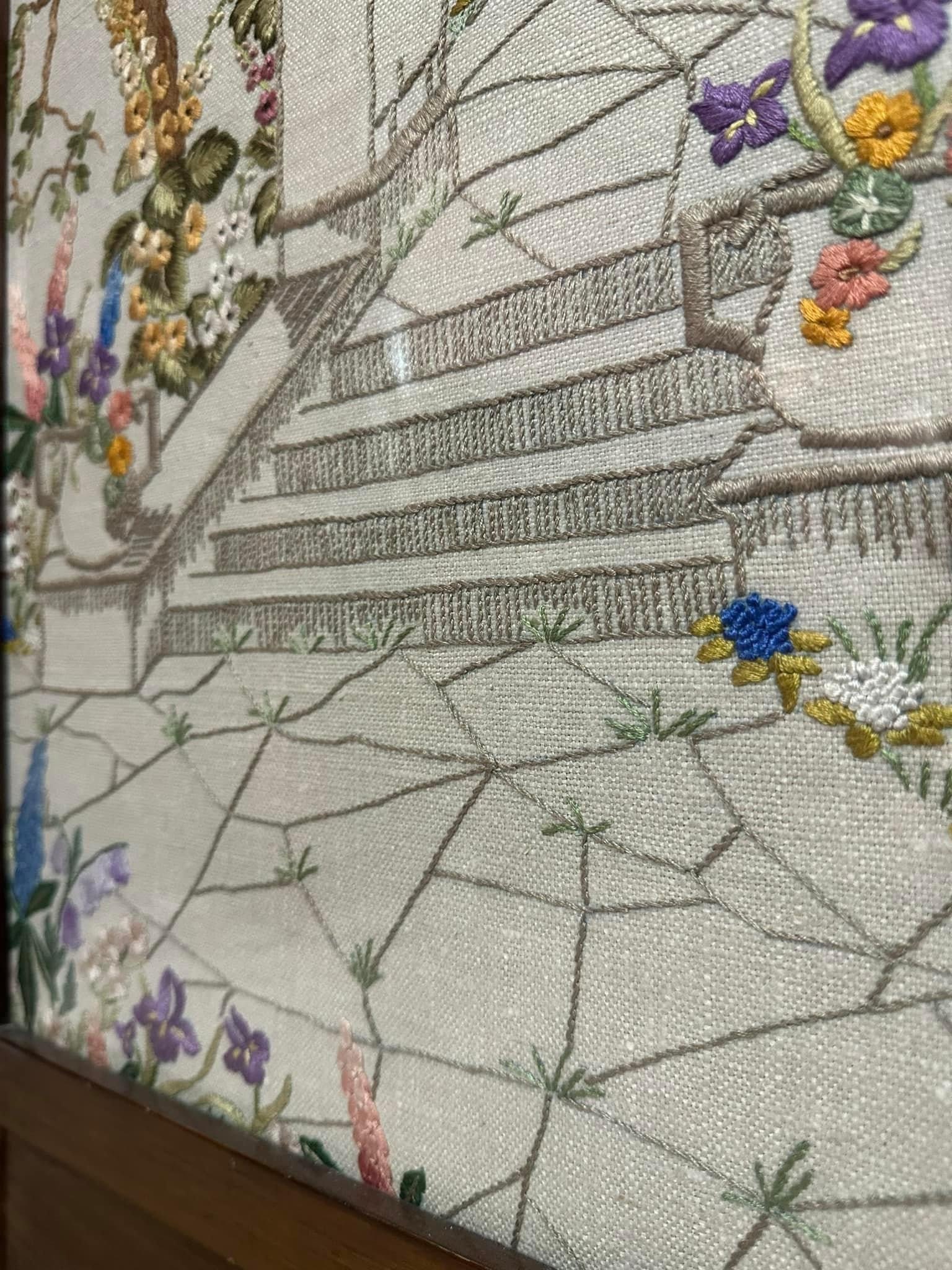Beautiful Hand Embroidered Fire Screen of a Garden / Floral Scene ...