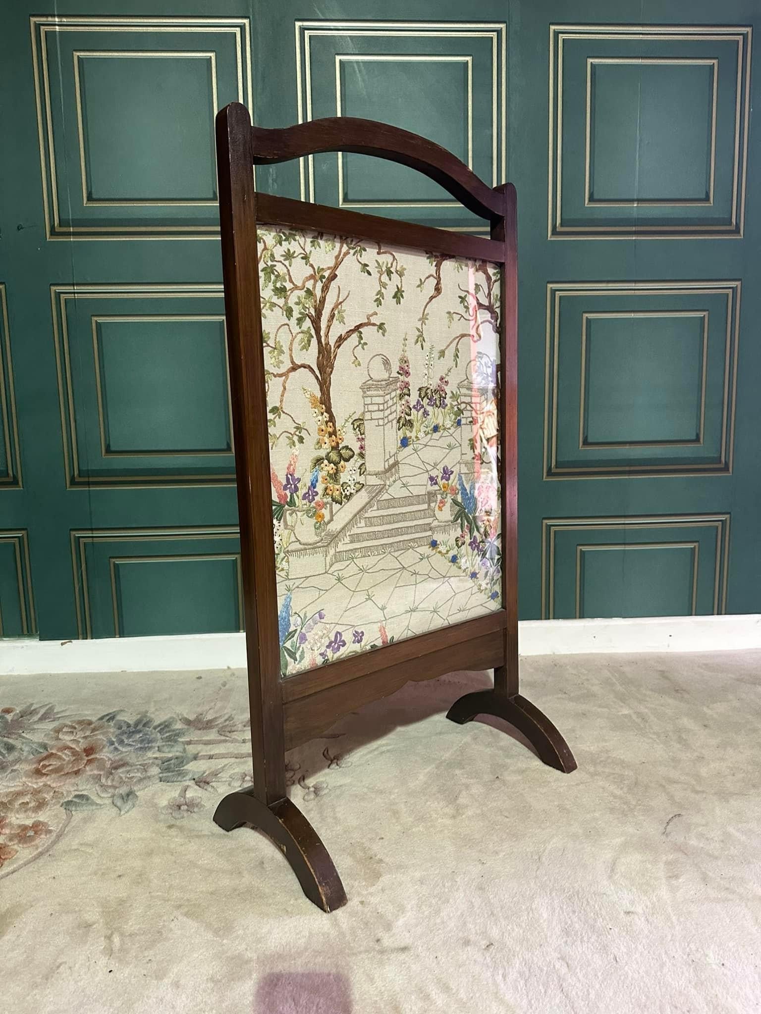Beautiful Hand Embroidered Fire Screen of a Garden / Floral Scene ...