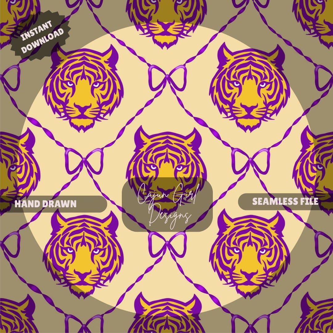 LSU Bayou Bengals Coquette Seamless PNG | Louisiana Tiger Pride Digital ...