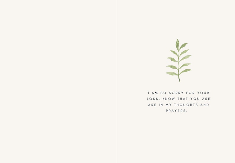 Sympathy Printable Card / Instant Download PDF / Card Template - Etsy