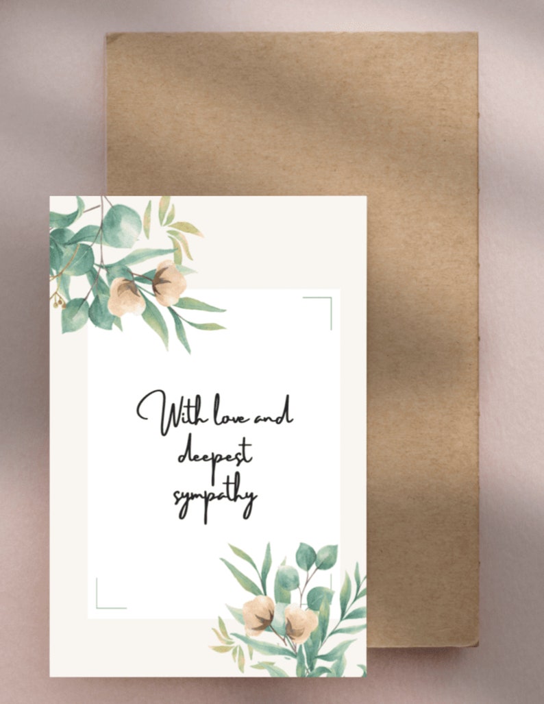 Sympathy Printable Card / Instant Download PDF / Card Template - Etsy