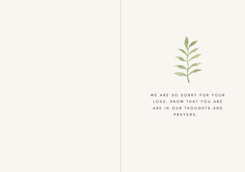 Sympathy Printable Card / Instant Download PDF / Card Template - Etsy