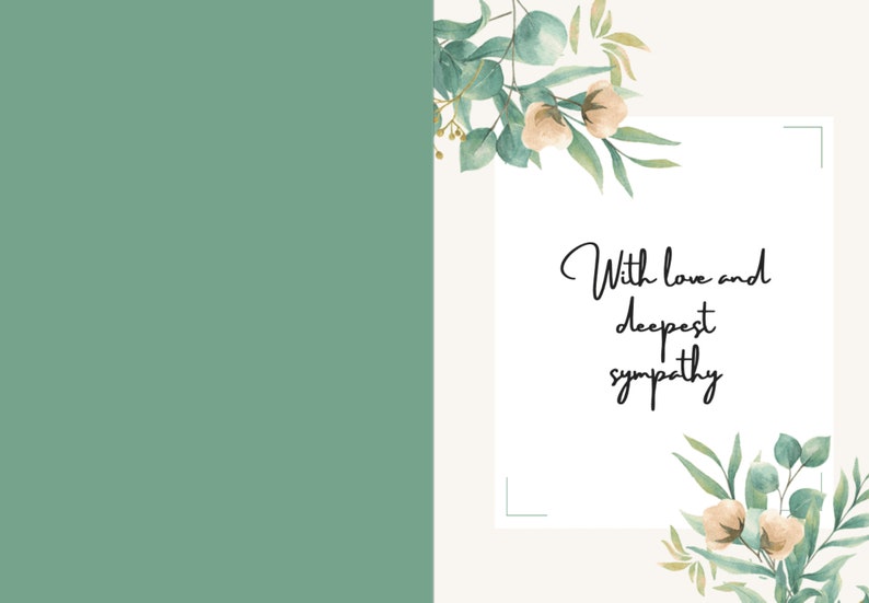 Sympathy Printable Card / Instant Download PDF / Card Template - Etsy