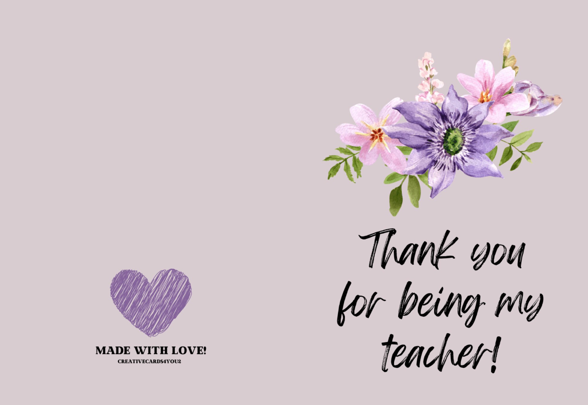 Teacher Appreciation Printable Card / Instant Download PDF / Card ...