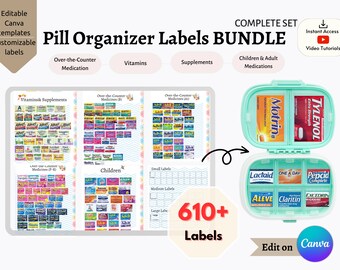Printable Medicine Labels Pill Container, Travel Pill Case, Pill Case ...