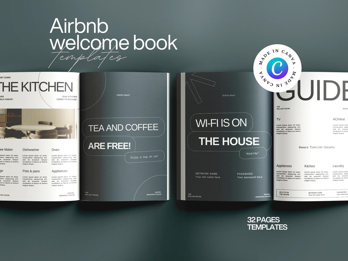 Airbnb Welcome Book Cabin Template | Canva | Cottage | Lake House ...