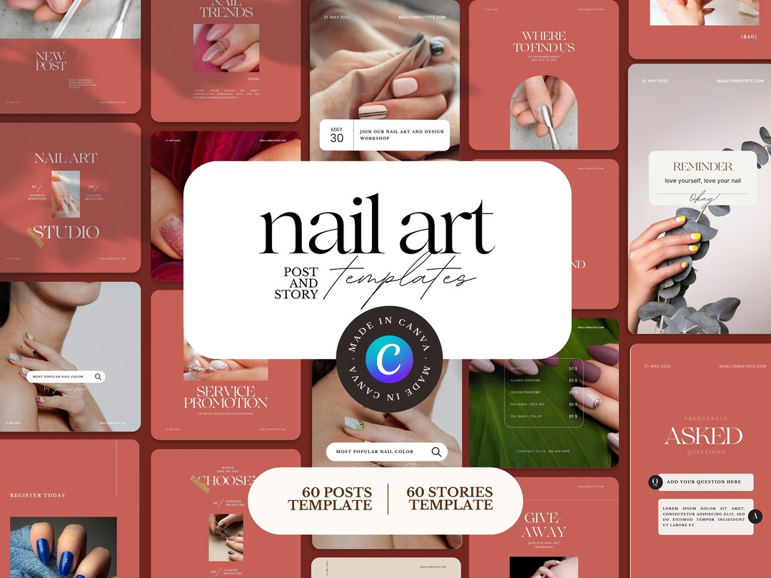 120 Nail Salon Instagram Story and Post Templates | Manicure Pedicure ...