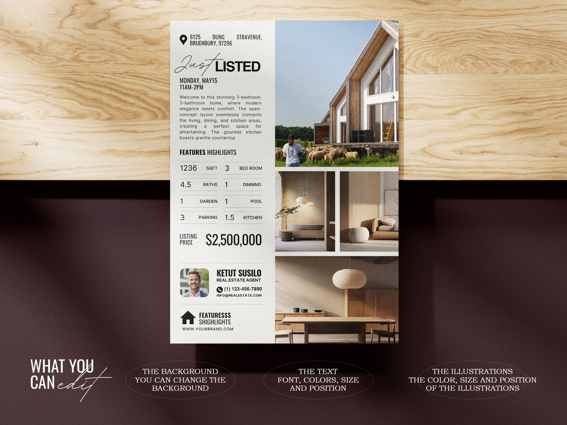 Just Listed Flyer Template for Real Estate Marketing Editable New ...