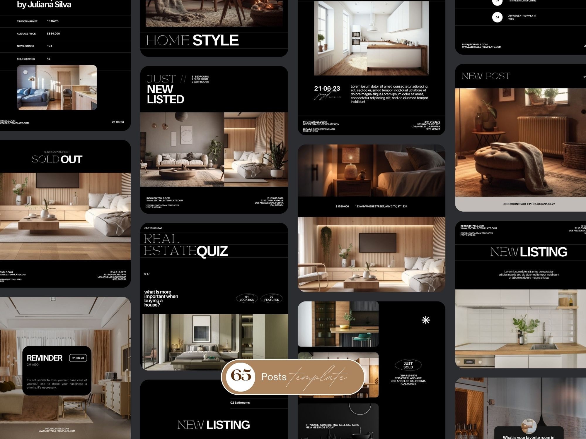 130 Real Estate Instagram Post + Story Templates for Canva | Luxury ...