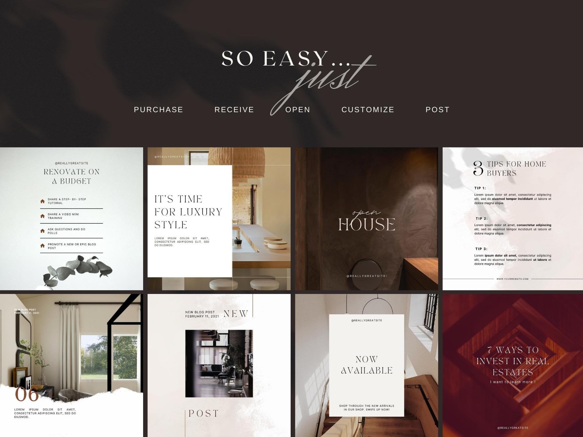 75 Luxury Real Estate Instagram Post Templates for Canva | Editable ...