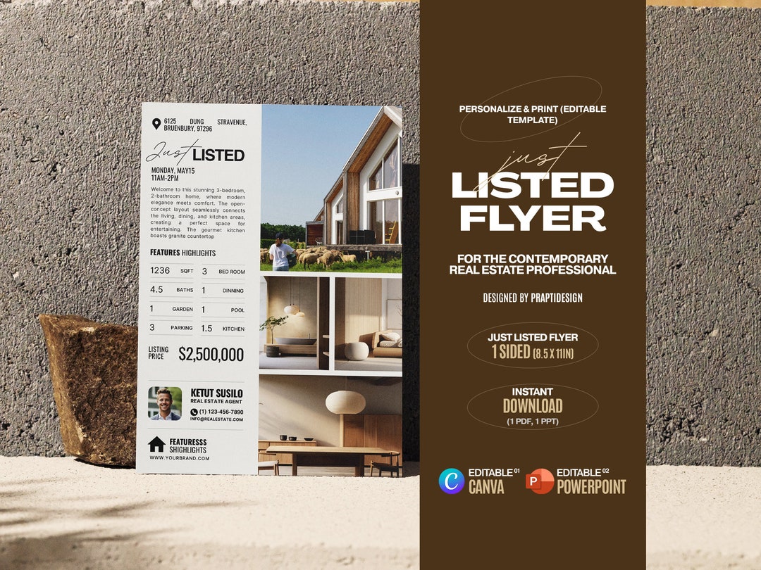 Just Listed Flyer Template for Real Estate Marketing | Editable New ...