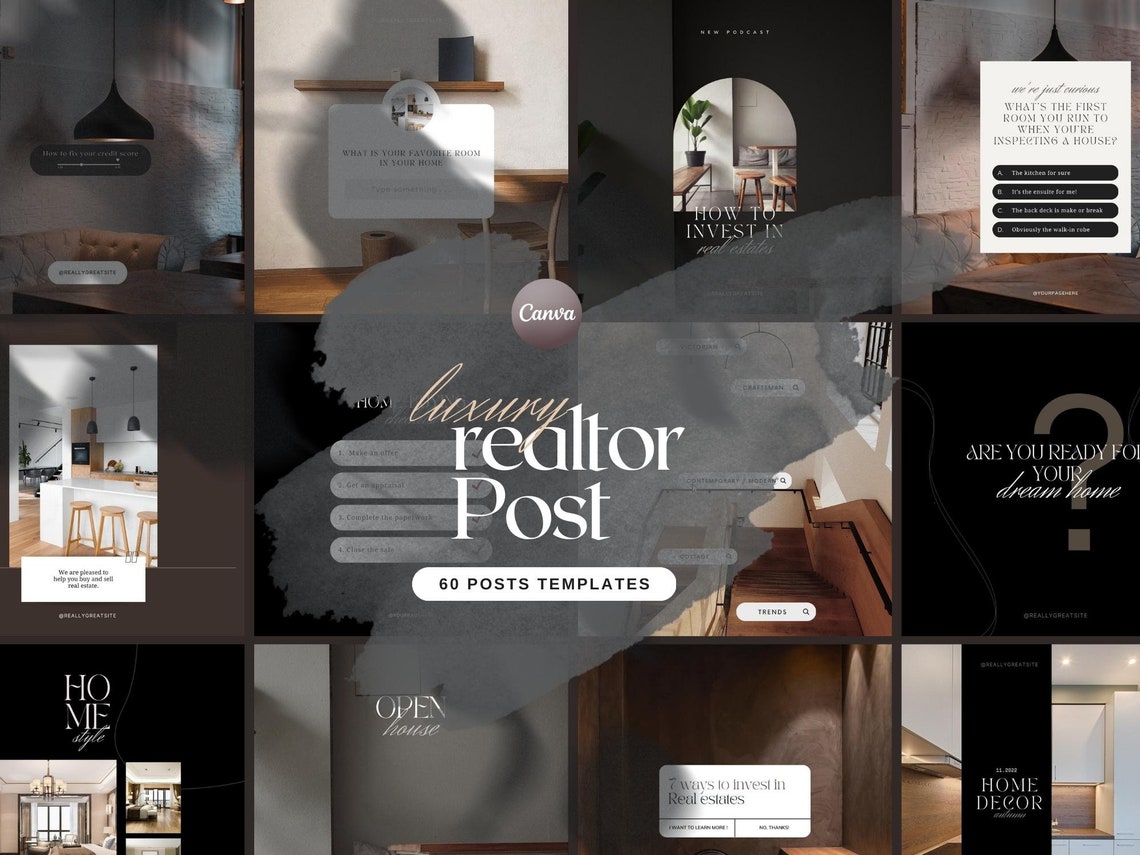 70 Luxury Realtor Instagram Post Templates for Canva - Etsy