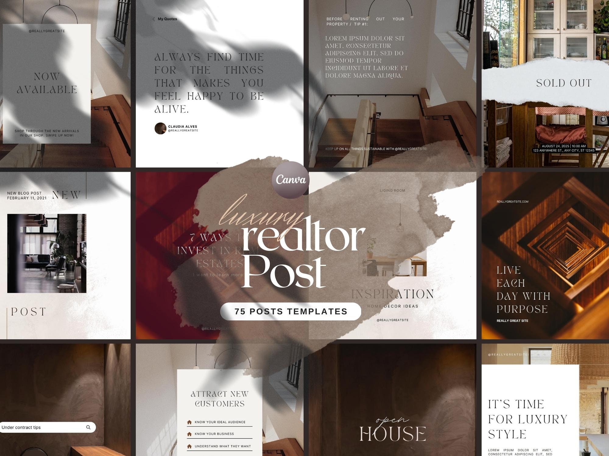 75 Luxury Real Estate Instagram Post Templates for Canva | Editable ...