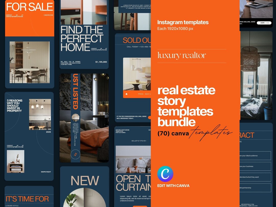 70 Luxury Real Estate Instagram Story Templates for Canva Editable ...