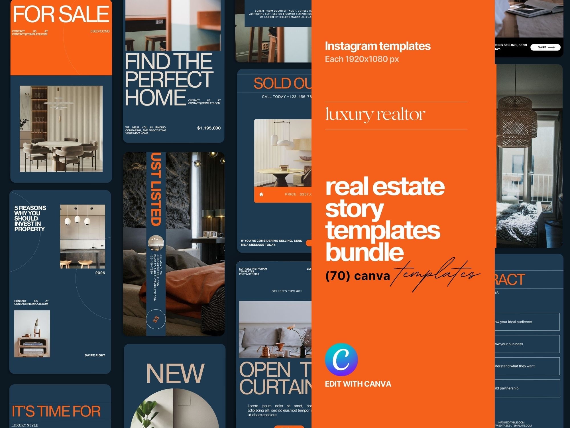 70 Luxury Real Estate Instagram Story Templates for Canva Editable ...