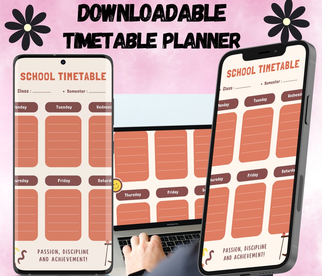 Printable Class Timetable, Print at Home Blank Student Time Table, A4 ...