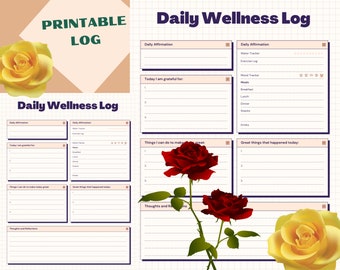 Daily Wellness Journal A5, Printable Journal, Wellness Journal, Digital ...