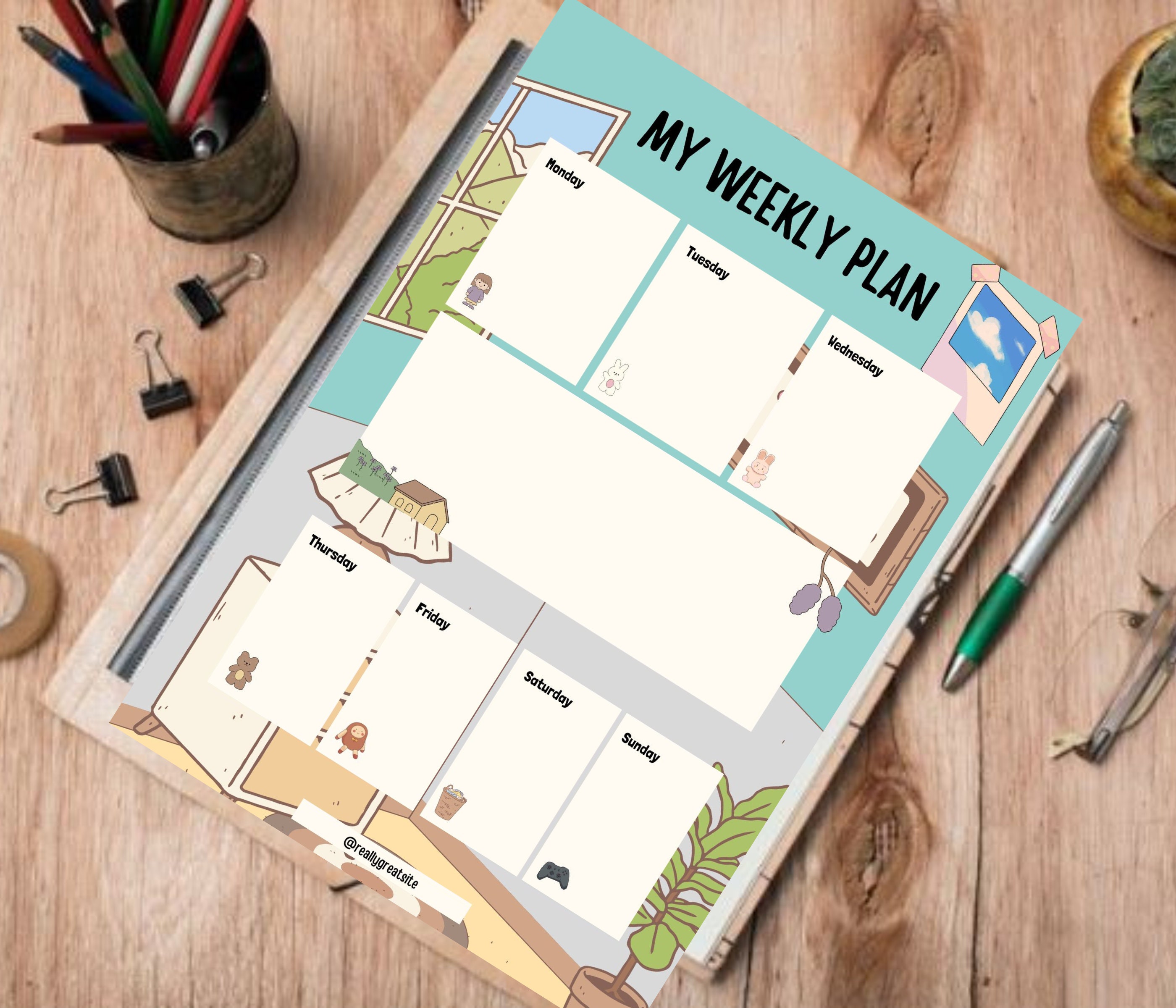 Weekly Planner Printable – Editable CANVA Planner Template – Pastel ...